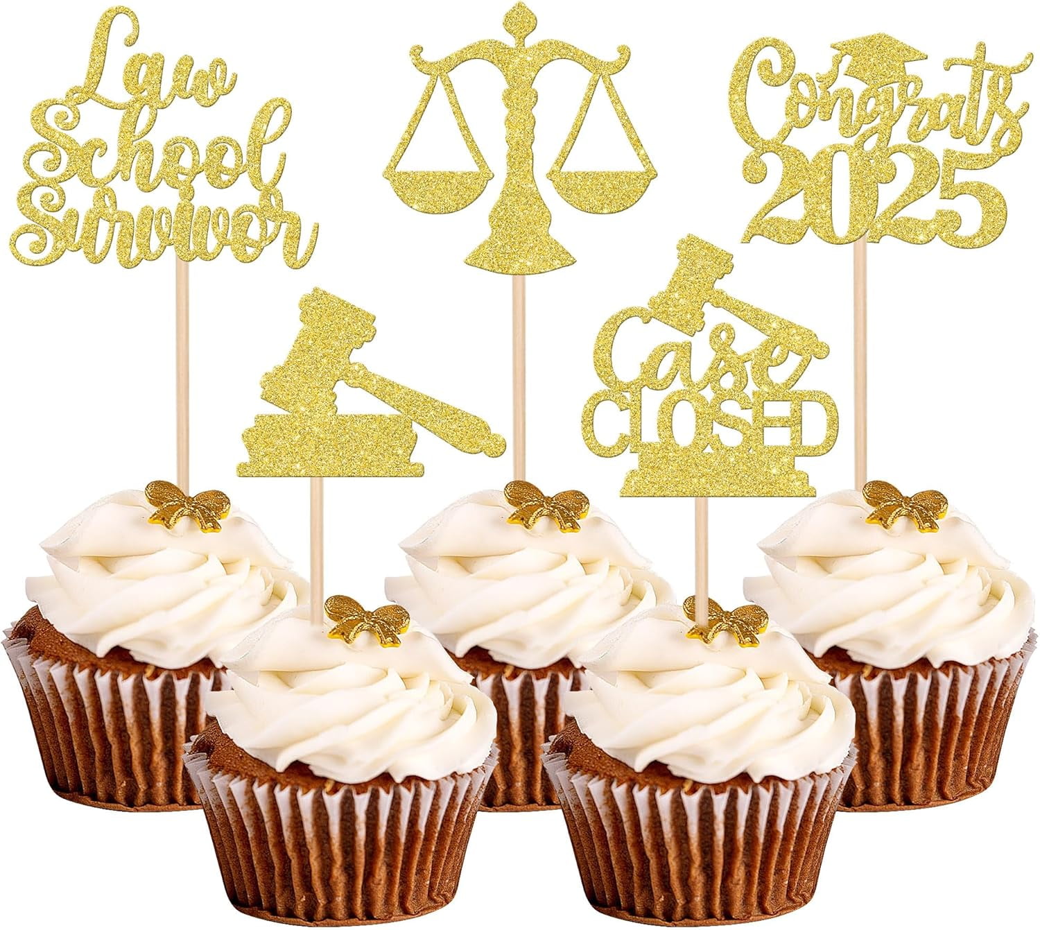 Hgudesign 30 PCS Lawyer 2025 Graduation Theme Cupcake Tors Glitter Law ...