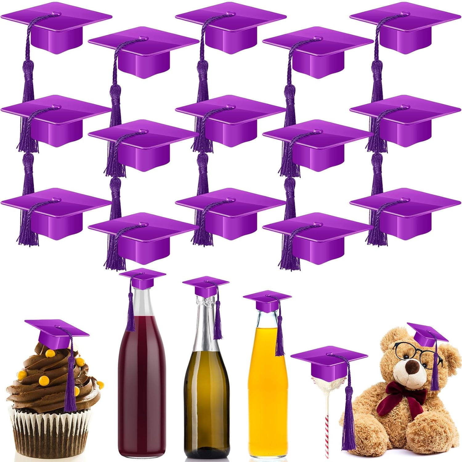 Hgudesign 30 Pieces Mini Graduation Cap Hats with Tassels Plastic Grad ...