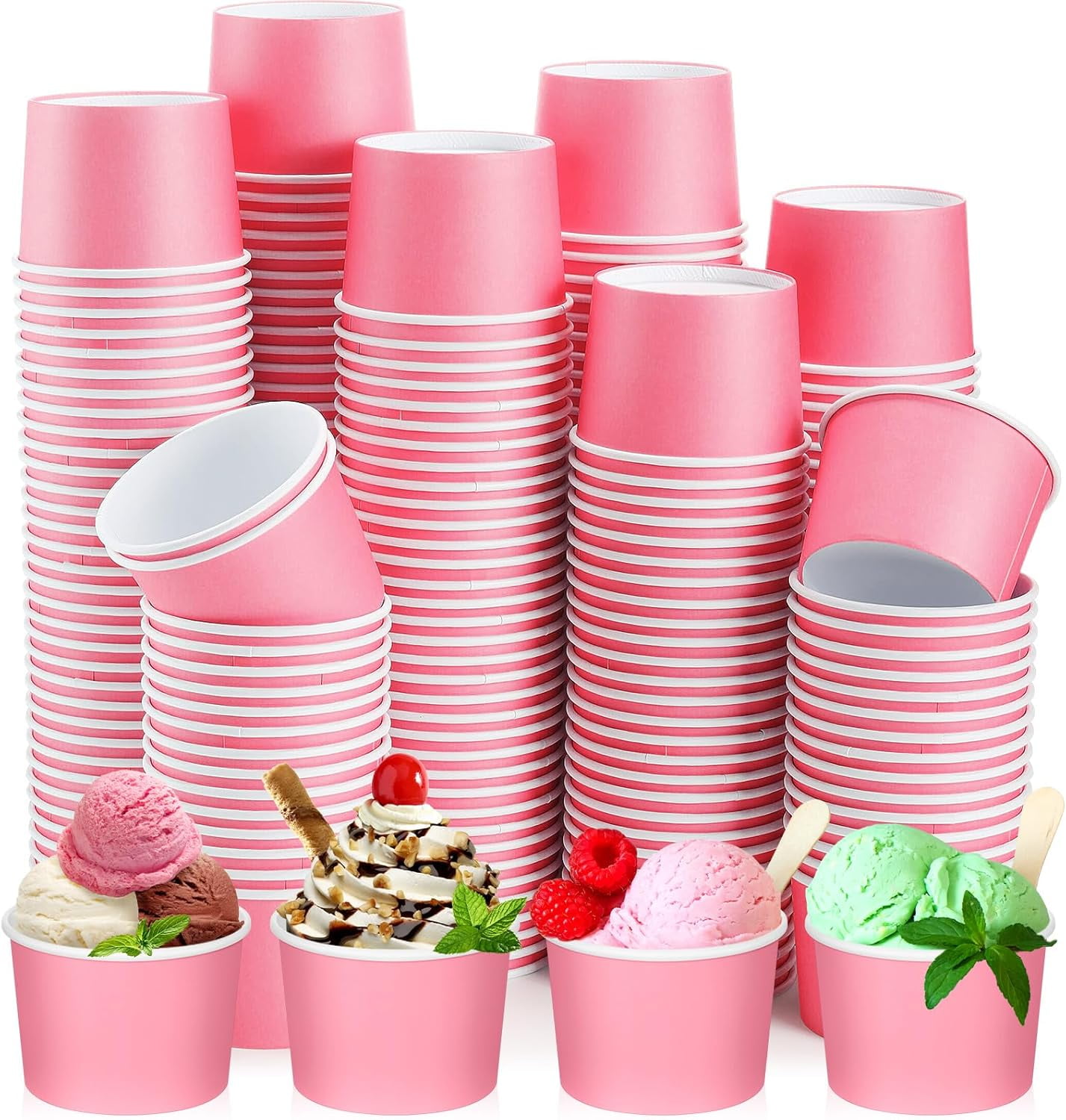 Hgudesign 300 Pcs 8 oz Ice Cream Paper Cups Bulk Disposable Dessert ...