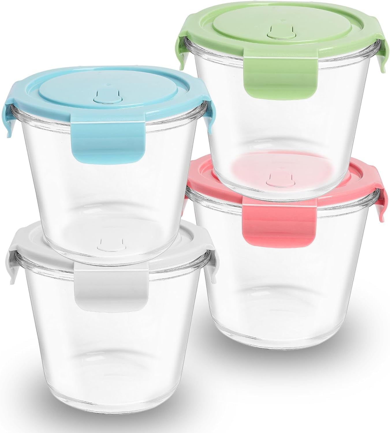 Hgudesign 4 Pack Meal Prep Containers Reusable Glass with Airtight Lids ...