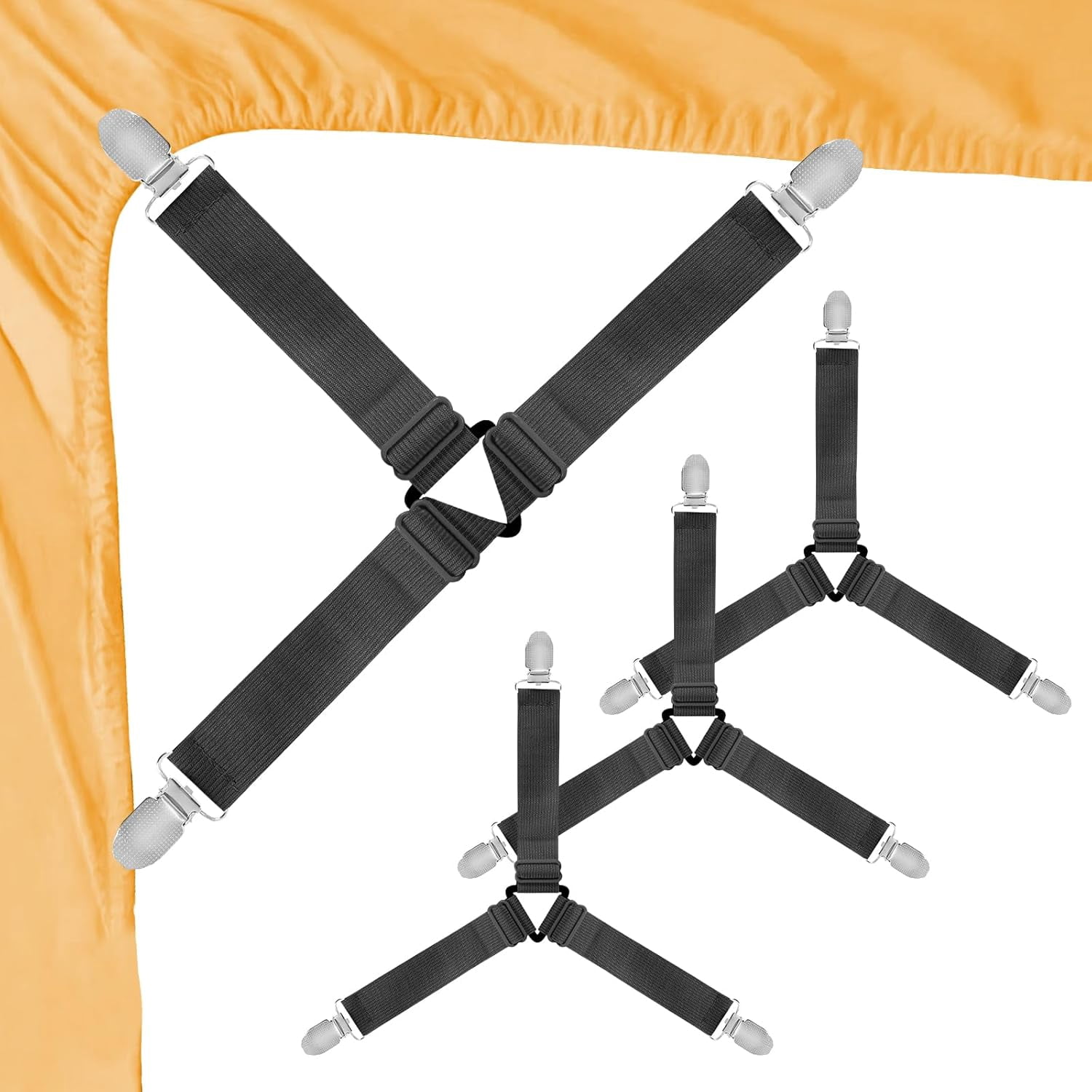 Hgudesign 4 Pcs Bed Sheet Straps, Adjustable tted Sheet Clips Keeping ...
