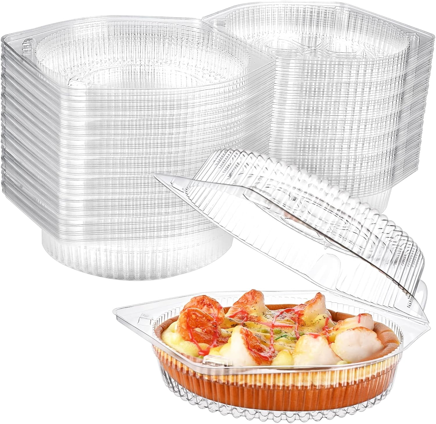 Hgudesign 40 Pcs 8'' Disposable Pie Containers with Lids Clear Plastic ...