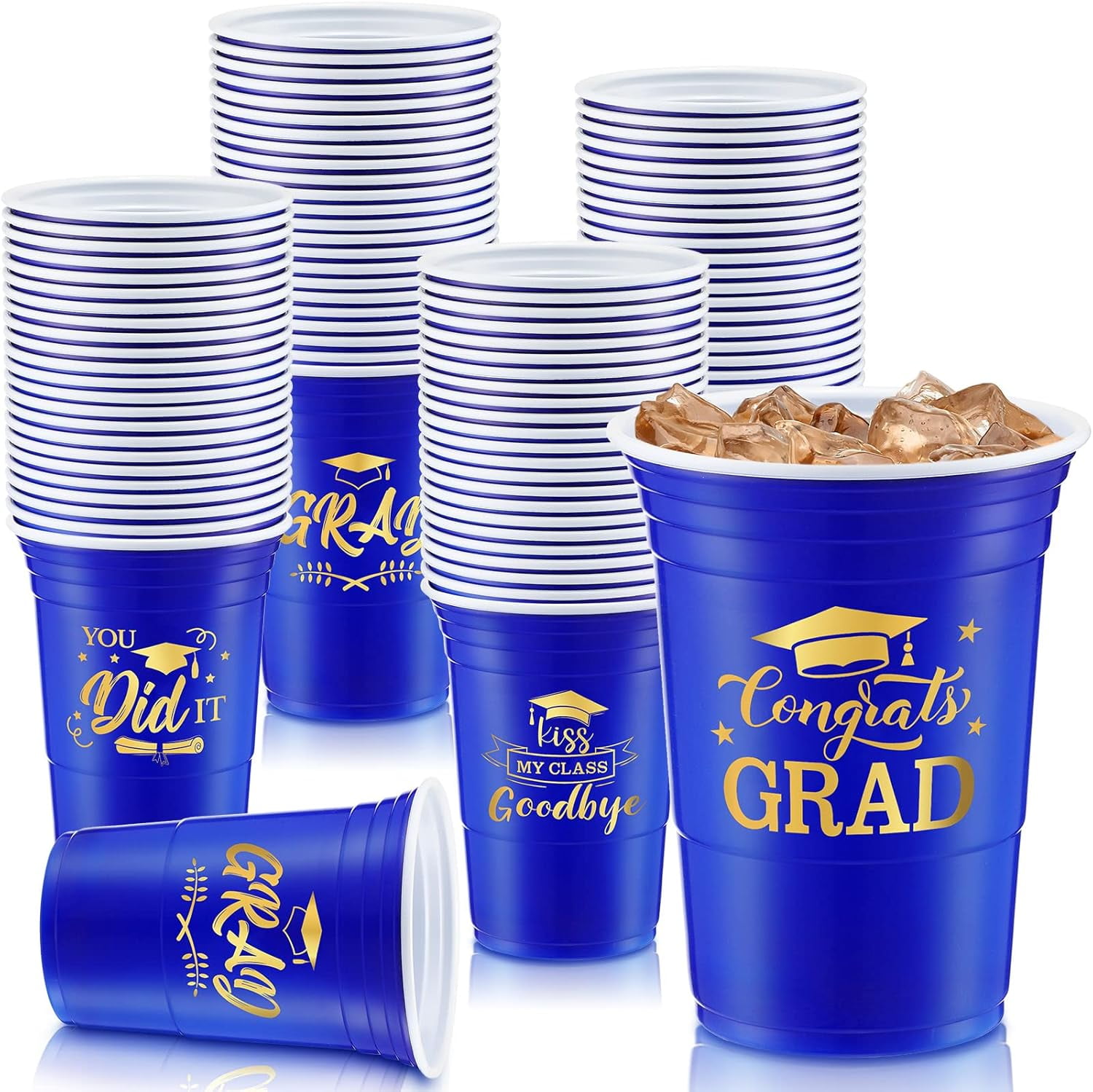 Hgudesign 48 Pcs Disposable Graduation Party Plastic Cups, 16 oz ...