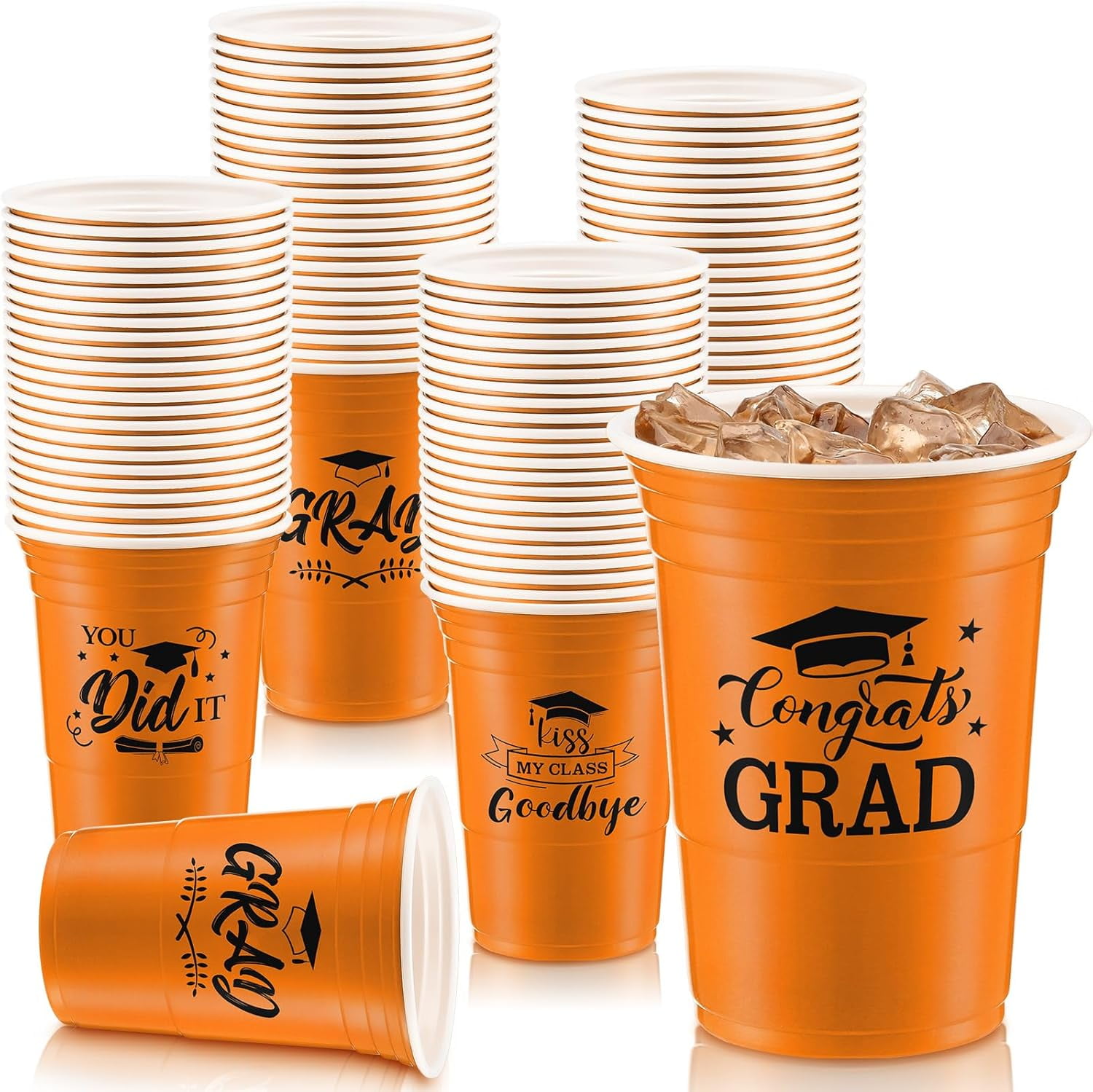 Hgudesign 48 Pcs Disposable Graduation Party Plastic Cups, 16 oz ...