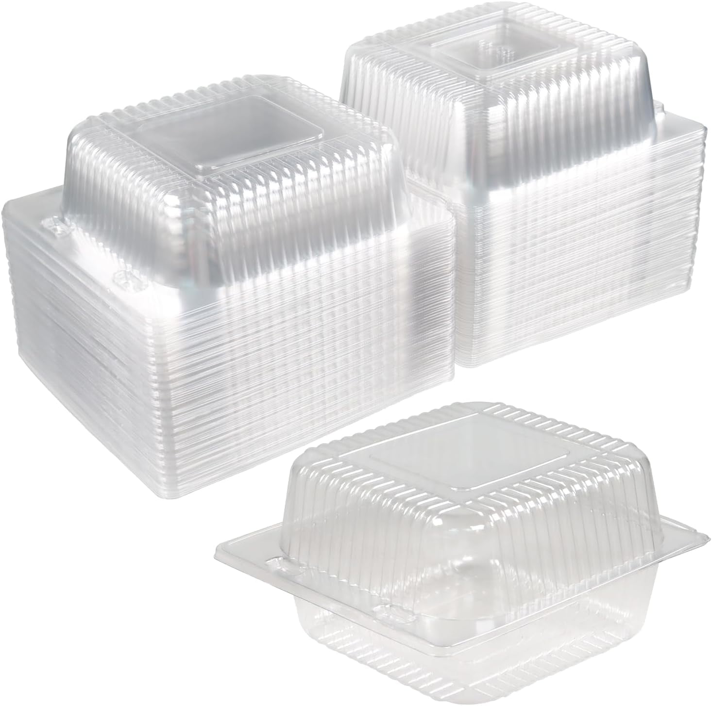 Hgudesign 5 x 5 Inch Clear Plastic Hinged Takeout Container Clam Shell ...