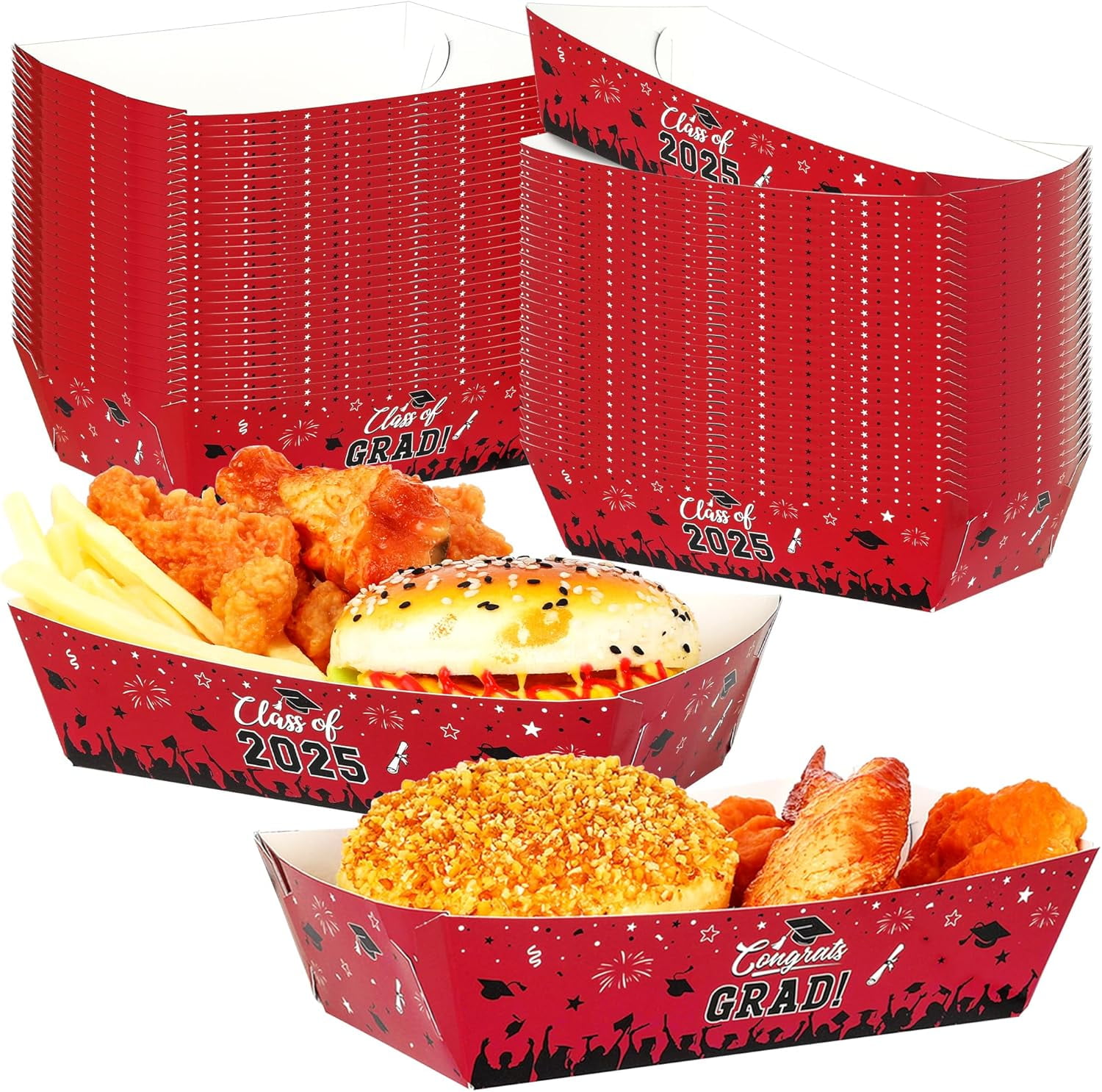 Hgudesign 50 PCS Graduation Decorations Class of 2025, Red Grad Food ...