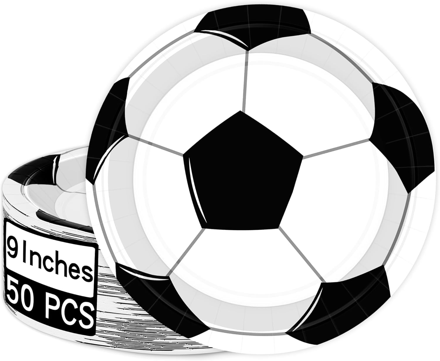 Hgudesign 50 Pack Disposable Paper Plates, 9 Inch Soccer Themed Dinner ...