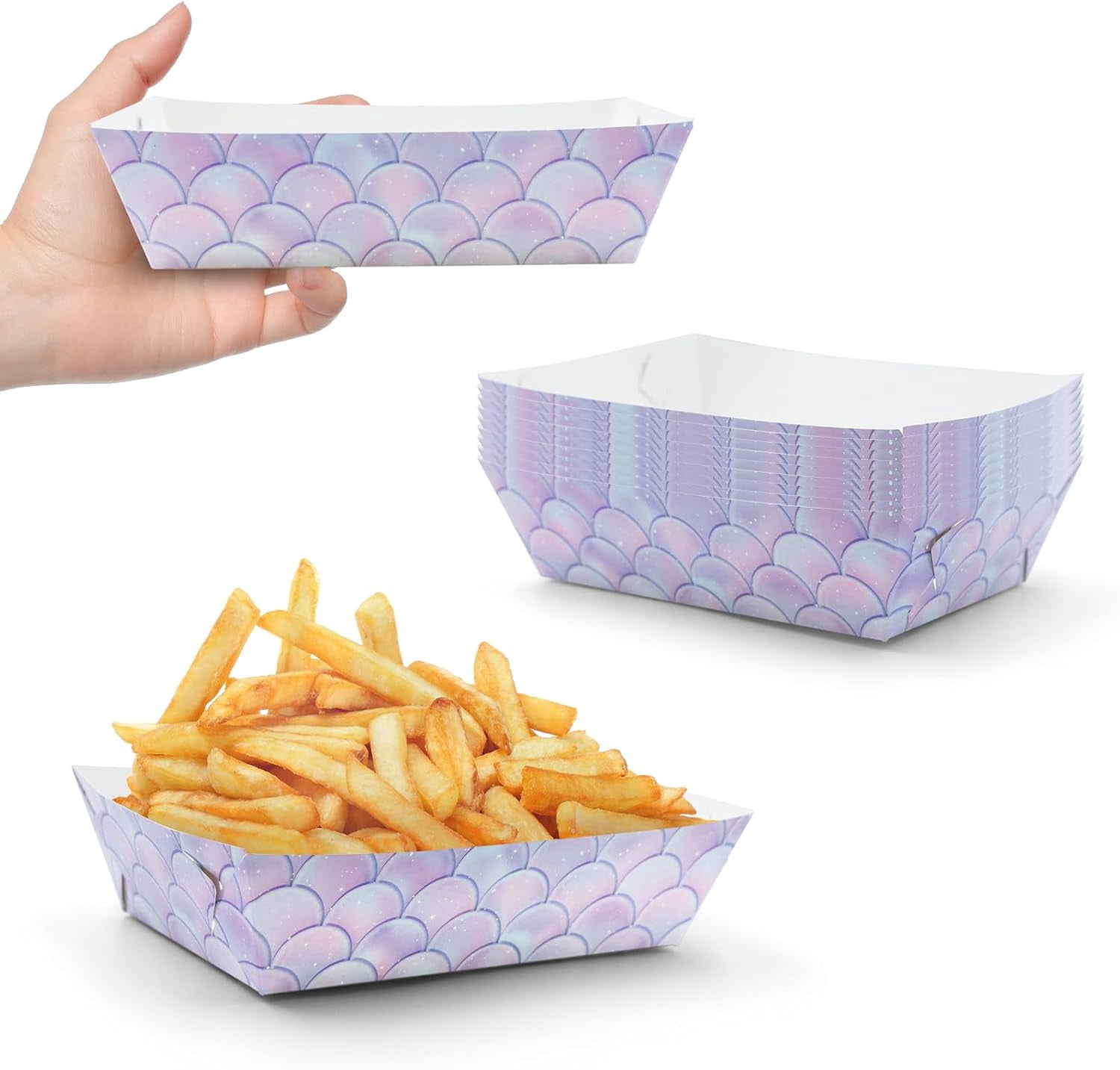 Hgudesign 50 Packs Mermaid Paper Food Trays Mermaid Birthday Party ...