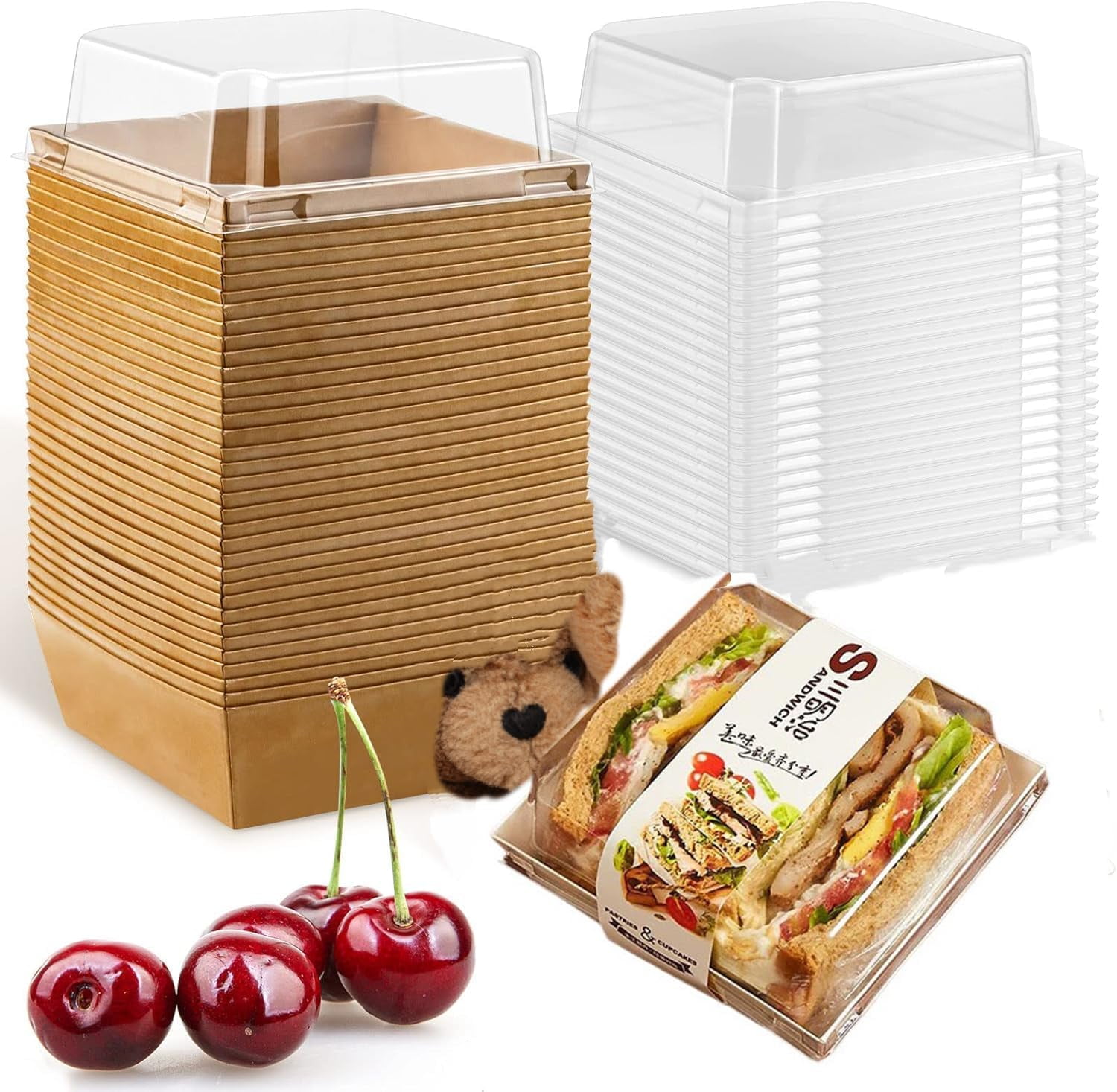 Hgudesign 50 charcuterie boxes with clear lids,sandwich box,disposable ...