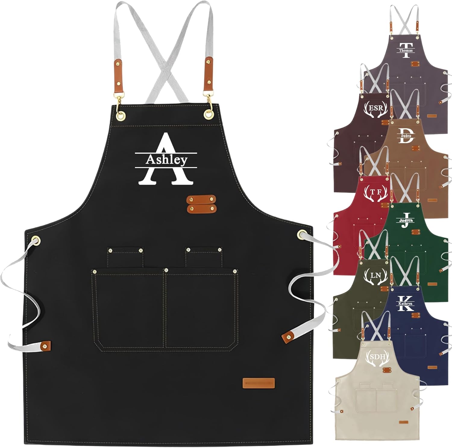 Hgudesign An Ans with Name Logo P ized Chef Cross Back Adjustable for ...