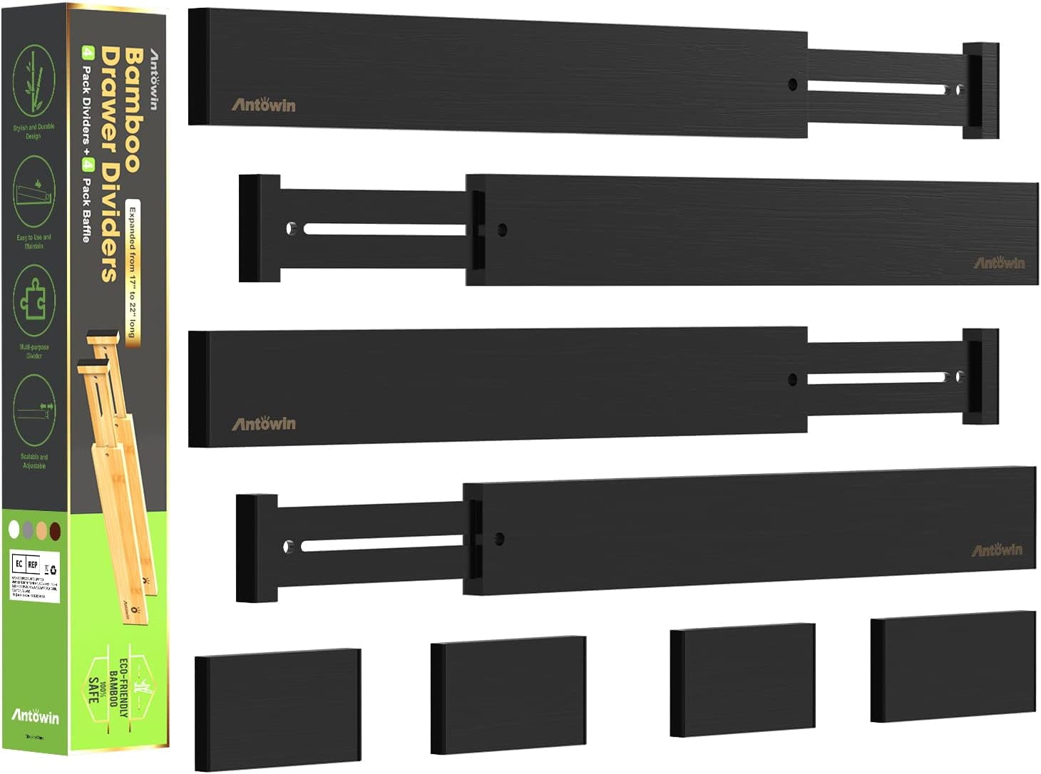 Hgudesign Bamboo Drawer Dividers Organizers, Expandable Drawer ...