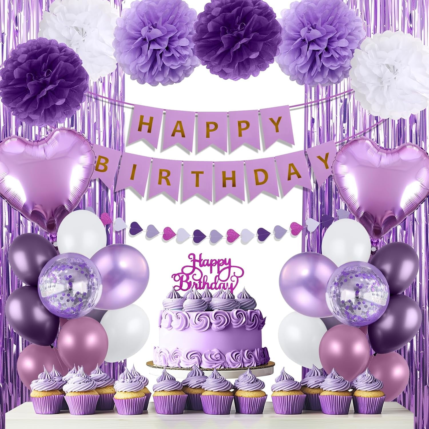 Hgudesign Birthday Decorations for Women Girls, Happy Birthday Party ...