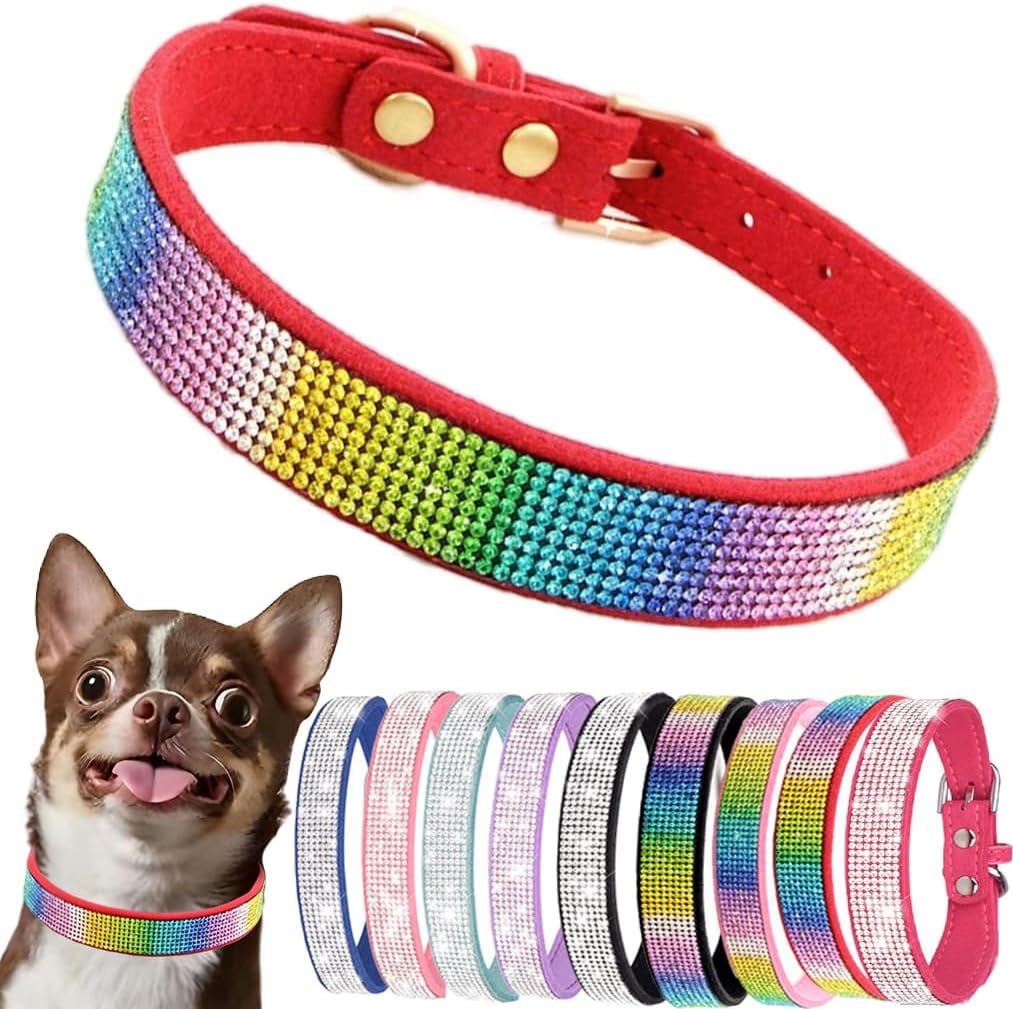 Hgudesign Bling Small Dog Collar, Puppy Collar with Rhinestone Crystal ...