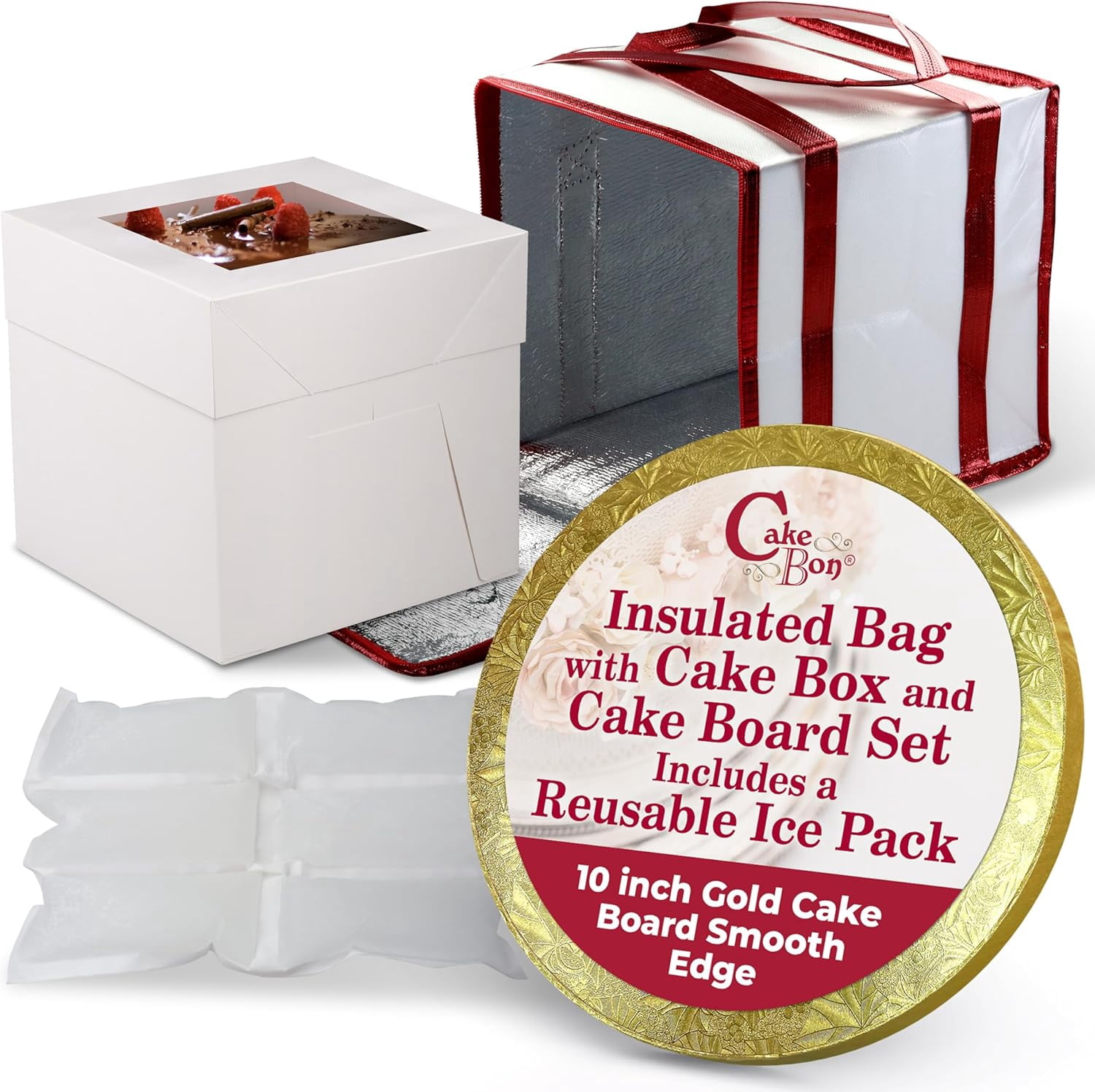 Hgudesign Cake Box and Boards, 10 Inches Round Gold Smooth Edge 1/2 ...