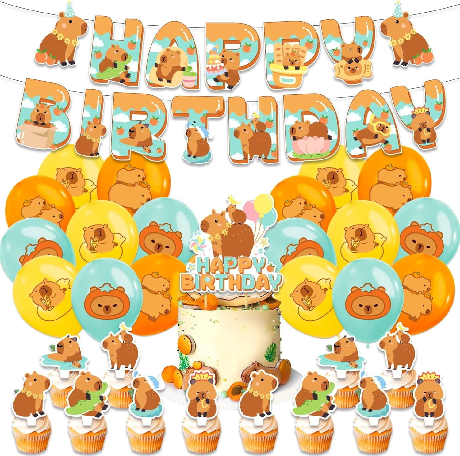 Hgudesign Capybara Birthday Party Decorations Cute Capybara Party ...