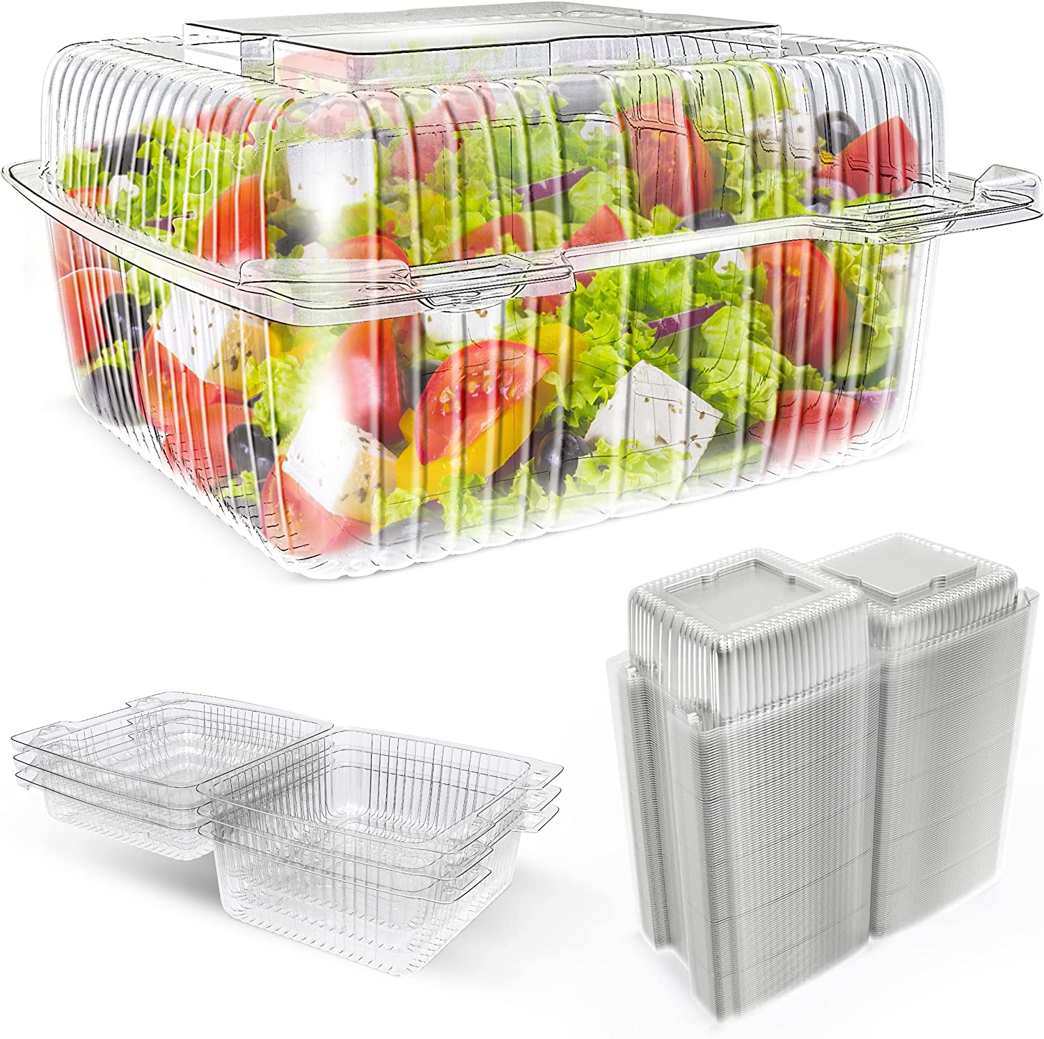 Hgudesign Clamshell Food Containers (6x6,50 Pack) Snap-tight Dual Locks ...