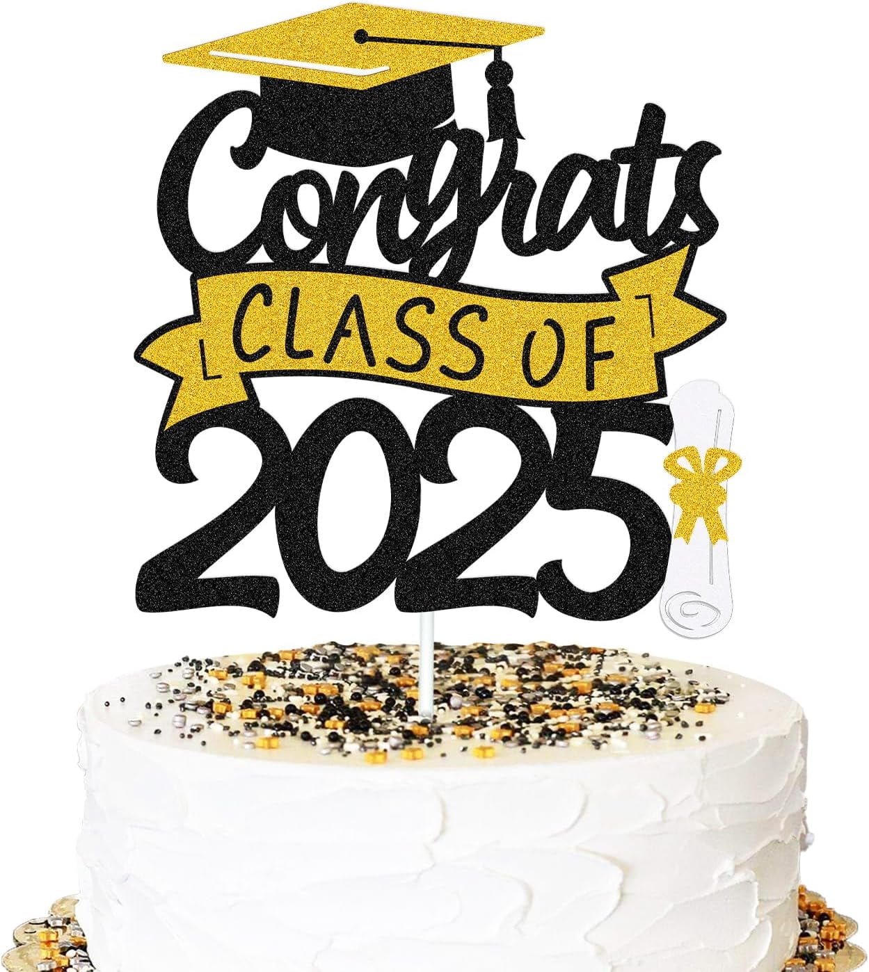 Hgudesign Congrats Class of 2025 Cake Tor Congrats Grad Cap Diploma Theme for High School Happy ...