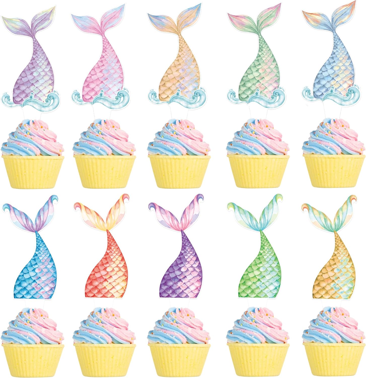 Hgudesign Edio 30 PCS Mermaid Tails Cupcake Tors Multiple Fo and Colors ...