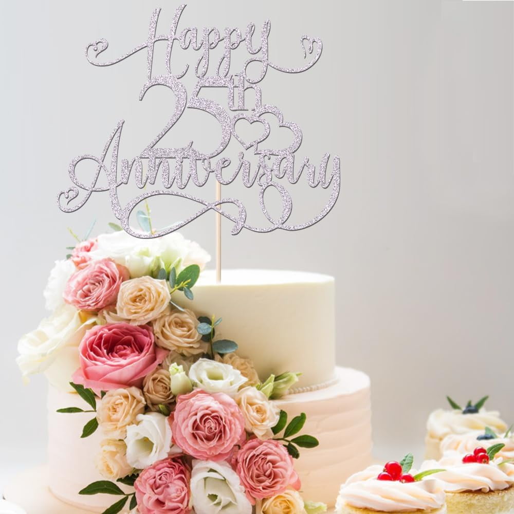Hgudesign Glitter Happy 25th Anniversary Cake Tors - Wedding & Company ...