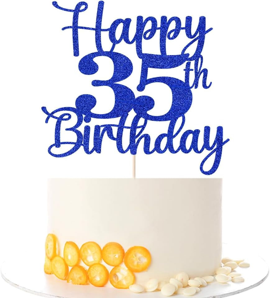 Hgudesign Glitter Happy 35th Birthday Cake Tor,Hello 35，Cheers to 35 ...