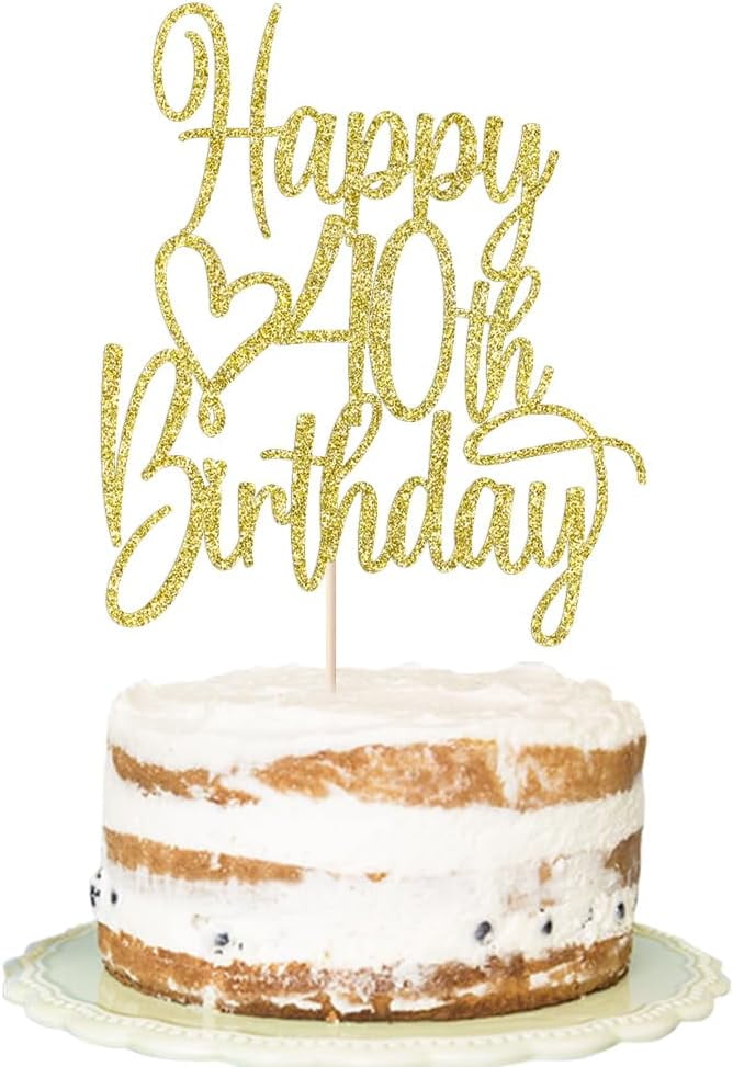 Hgudesign Gold Glitter Happy 40th Birthday Cake Tor - Cheers to 40 ...