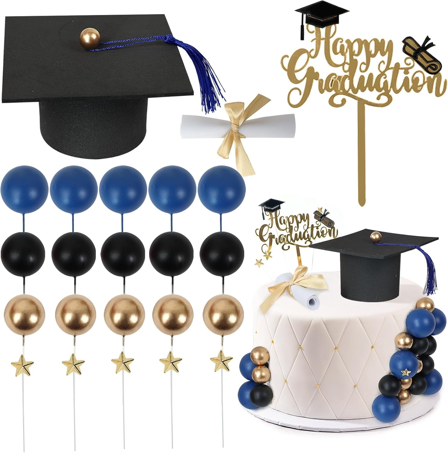 Hgudesign Graduation Cake Tors - Graduation Cap Diploma Balls Congrats ...