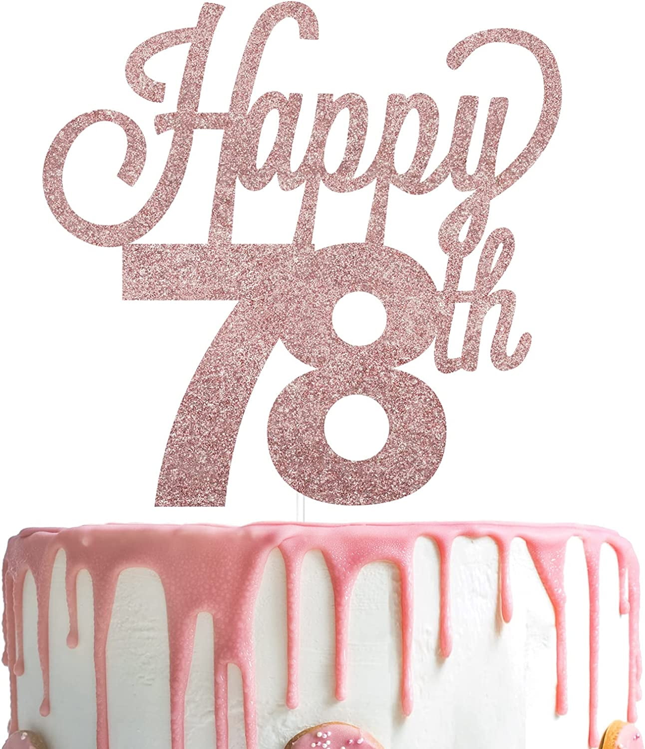 Hgudesign Happy 78th Birthday Rose Gold & Glitter Cake Tor - Cheers to ...