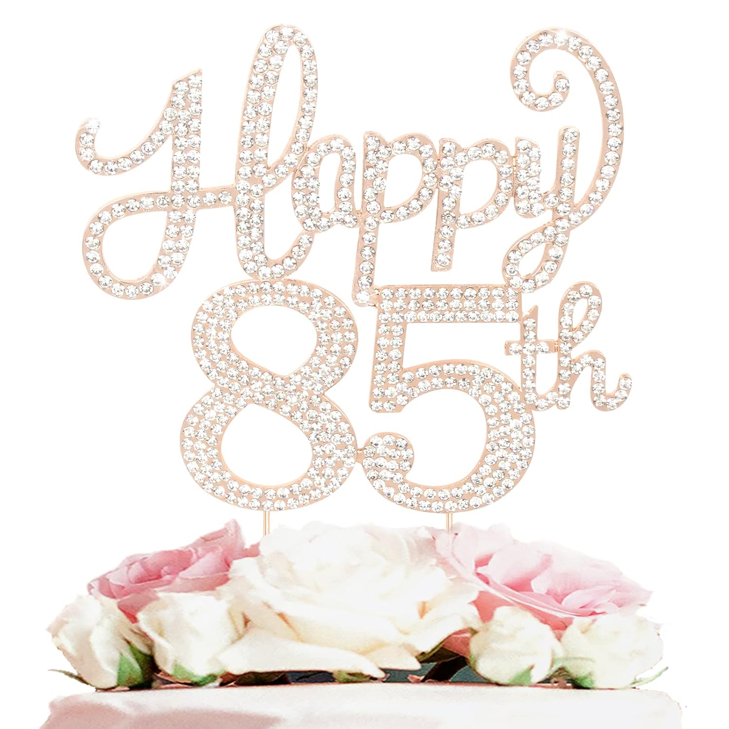 Hgudesign Happy 85th Birthday Decorations,85th Birthday Gold Rhinestone ...