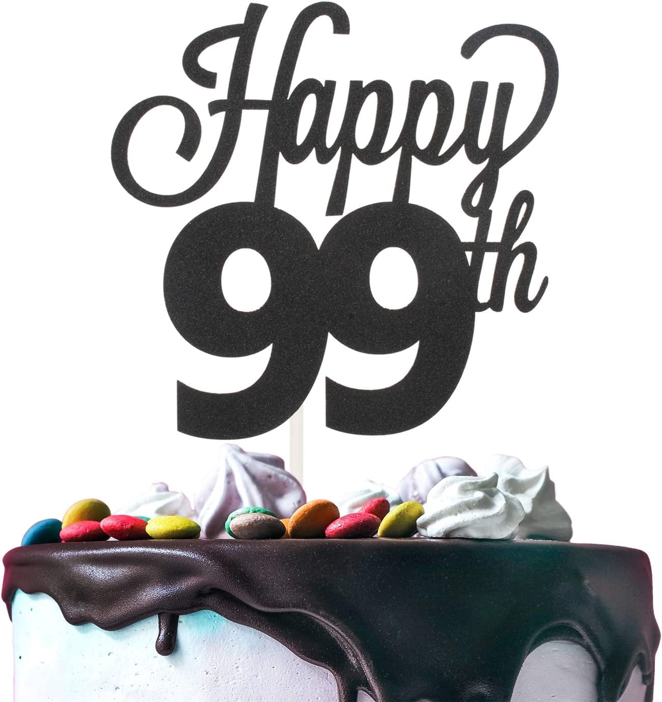 Hgudesign Happy 99th Birthday Black & Glitter Cake Tor - Cheers to 99 ...