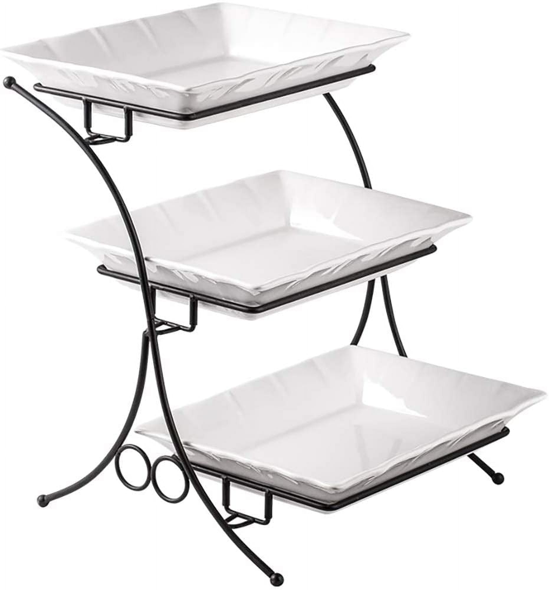 Hgudesign Large Tiered Tray Stand, 3 Tier Serving Tray Porcelain Ba Set ...