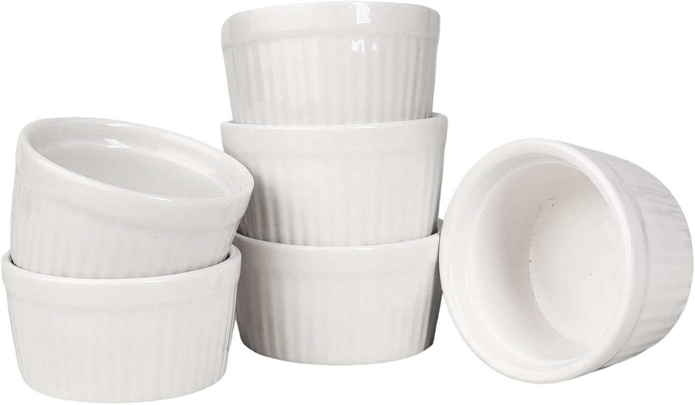 Hgudesign Mini Ramekins 1.5 oz Set of 6, Small Ceramic Bowls for Dips ...
