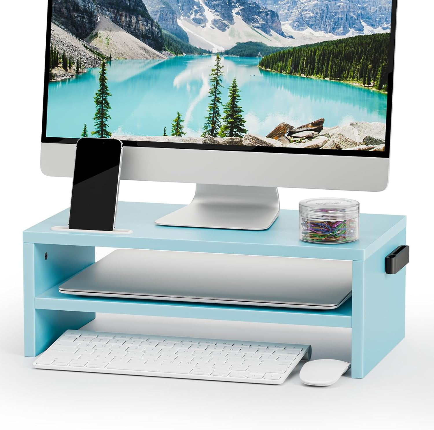 Hgudesign Monitor Stand Riser, 16.5 Inch 2 Tier Computer Printer Shelf ...