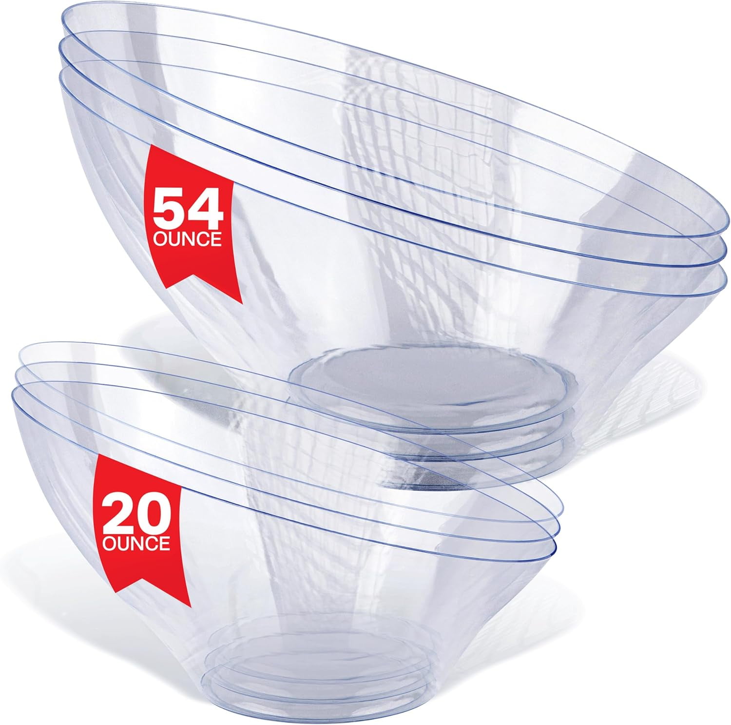 Hgudesign Multi-Pack Clear Plastic Serving B (6 Pack) 3 x 54oz Large ...