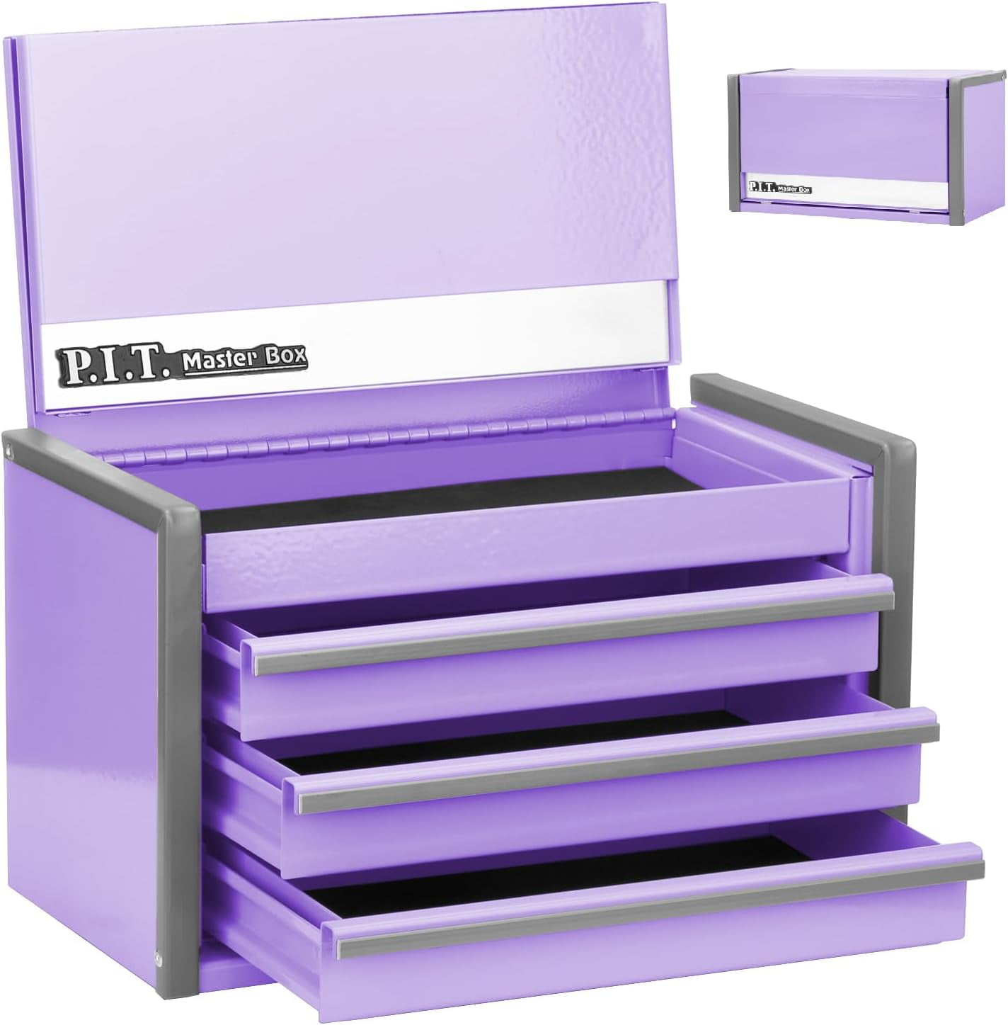 Hgudesign P.I.T. Mini Red Tool Box, Portable 3 Drawer Steel Stackable ...