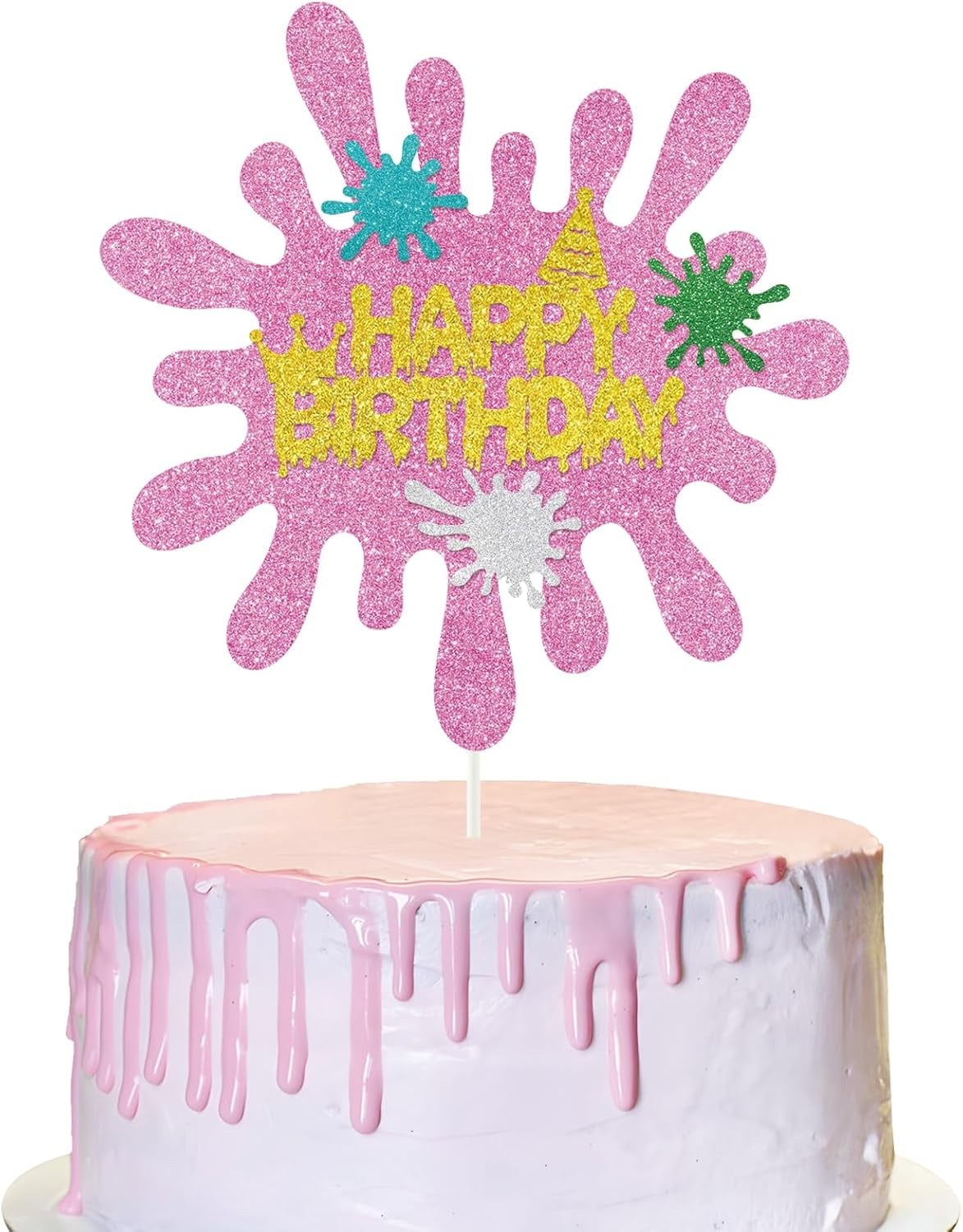 Hgudesign Painting Cake Tor Rose Glitter Happy Birthday Colorful Slime Painter Art Themed Party ...