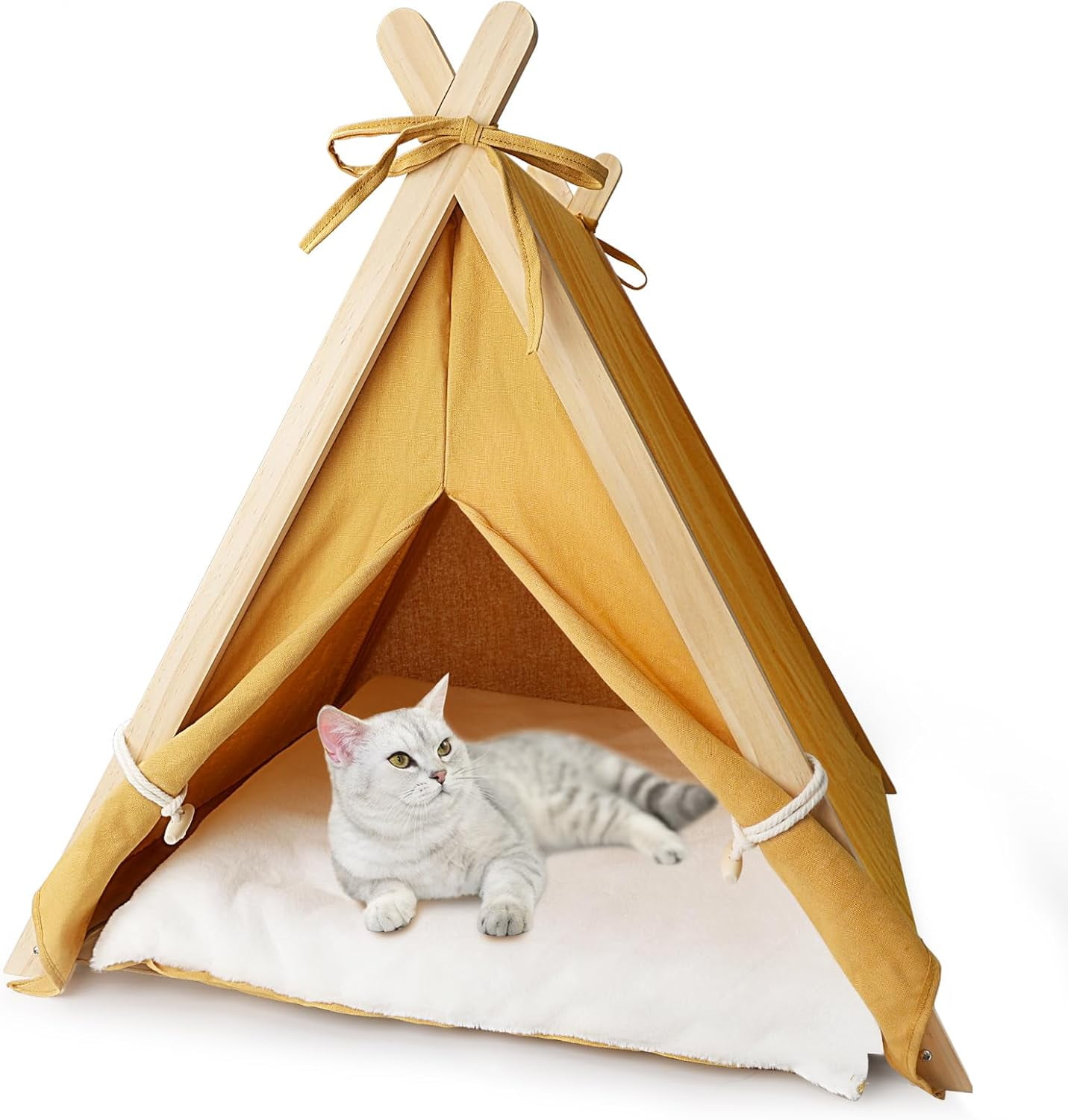 Hgudesign Pet Teepee with Thick Cushion, Portable Dog House Tipi Bed ...