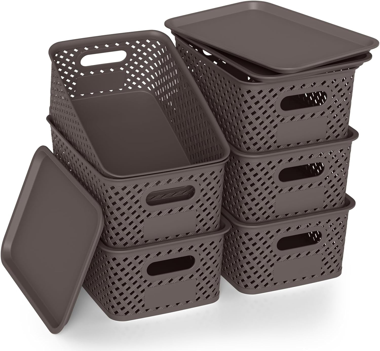 Hgudesign Plastic Storage Bins with Lid, Stackable Storage Baskets for ...