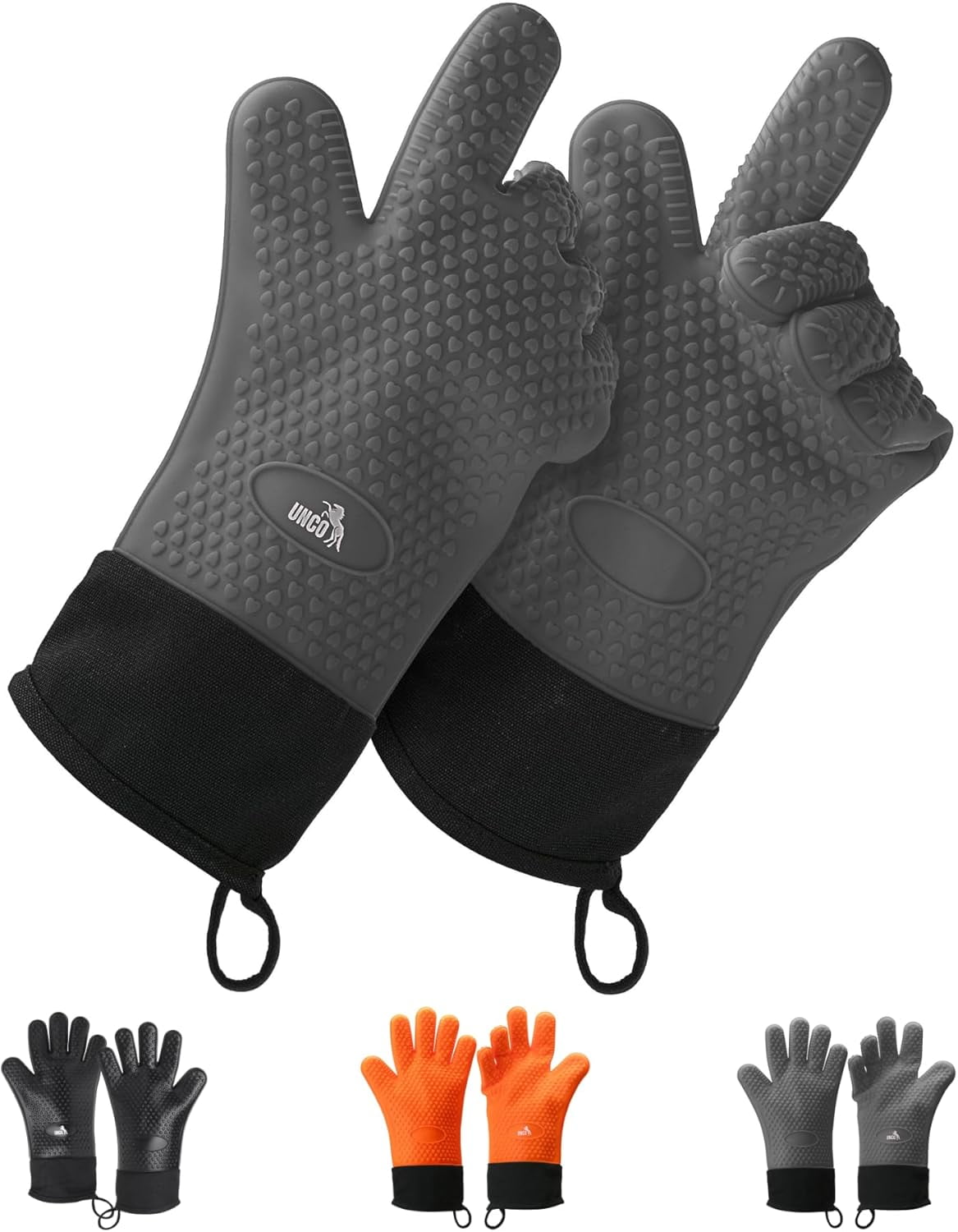 Hgudesign - Silicone Grill Gloves, Grey, Heat Resistant BBQ for ...