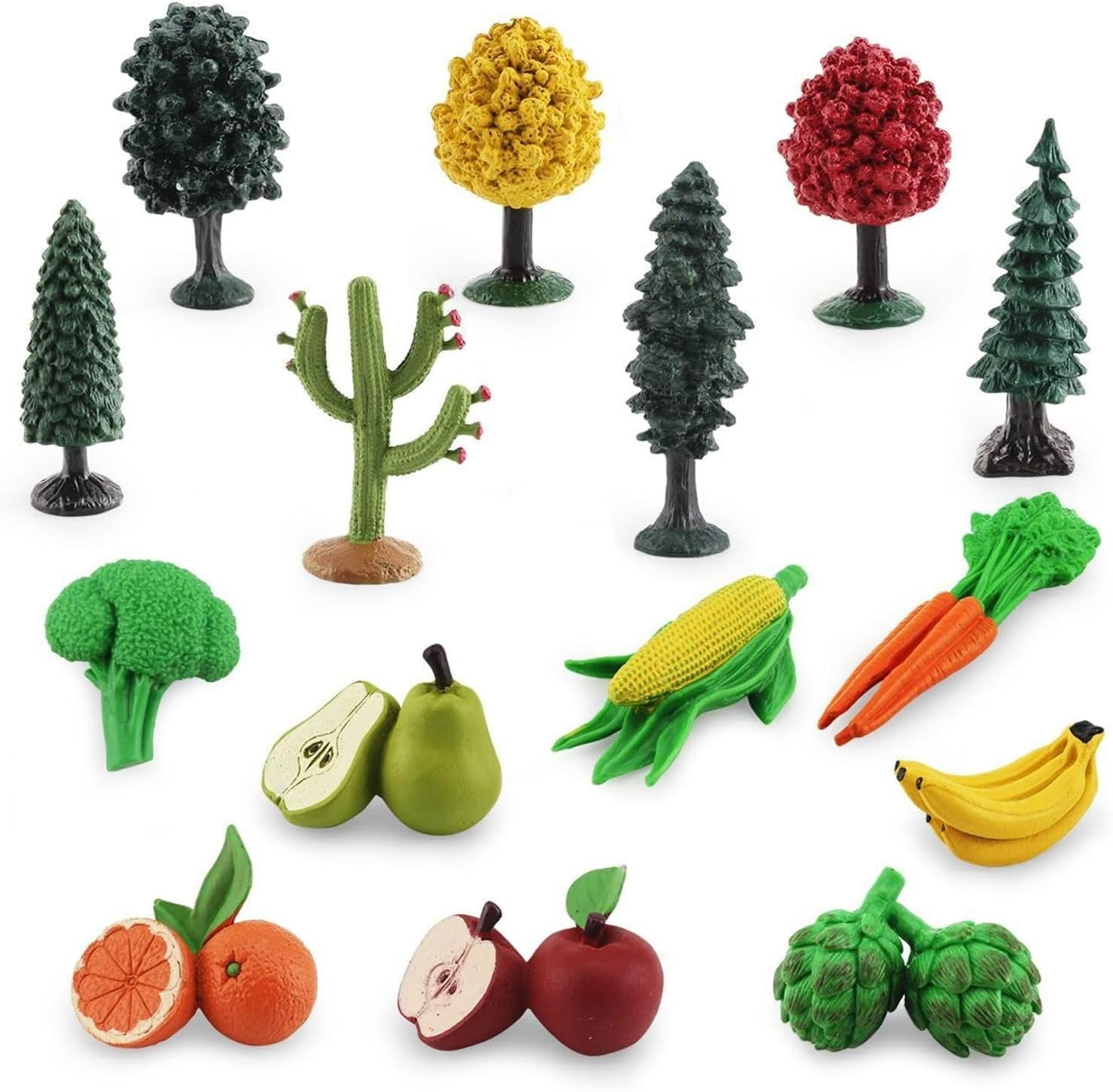 Hgudesign Toy Trees, Plastic Play Trees, Vegetables and Fruits for ...