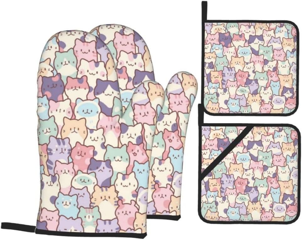 Hgudesign and Pot Holders Sets 4PCS Cute s Pattern Kitchen Heat ...