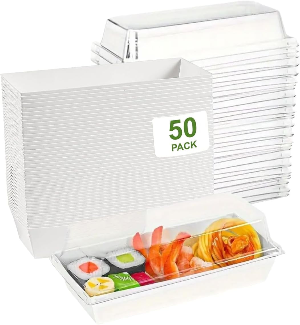 Hgudesign charcuterie boxes with clear lids, 50 pack White Mini Small ...