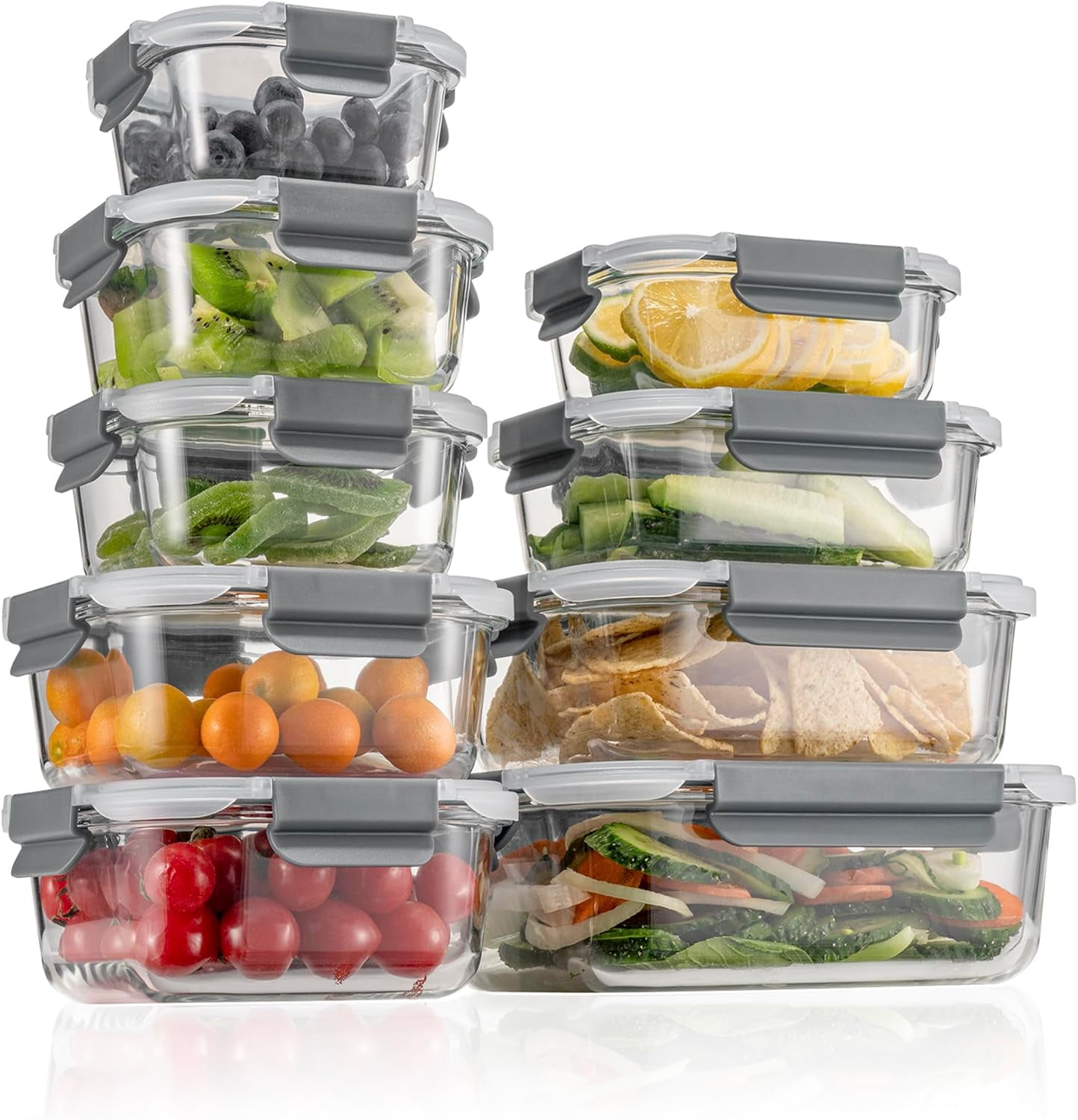 Hgudesign glass Food Storage Containers with Lids, Meal Prep Containers ...