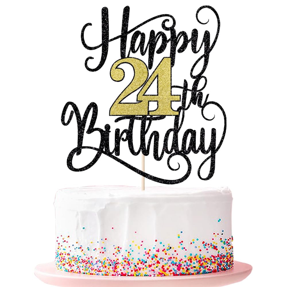 Hgudesign happy 24th birthday cake tor， 24 birthday party cake ...