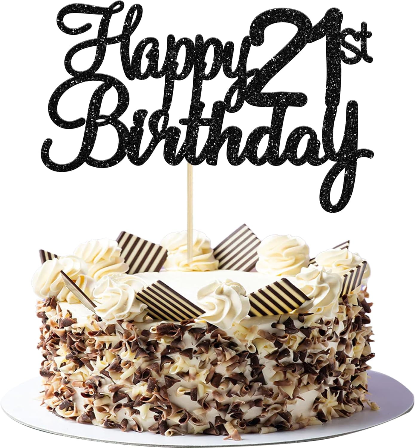Hgudesign use 1 Pack Happy 21st Birthday Cake Tor Black Glitter 21 Cake ...