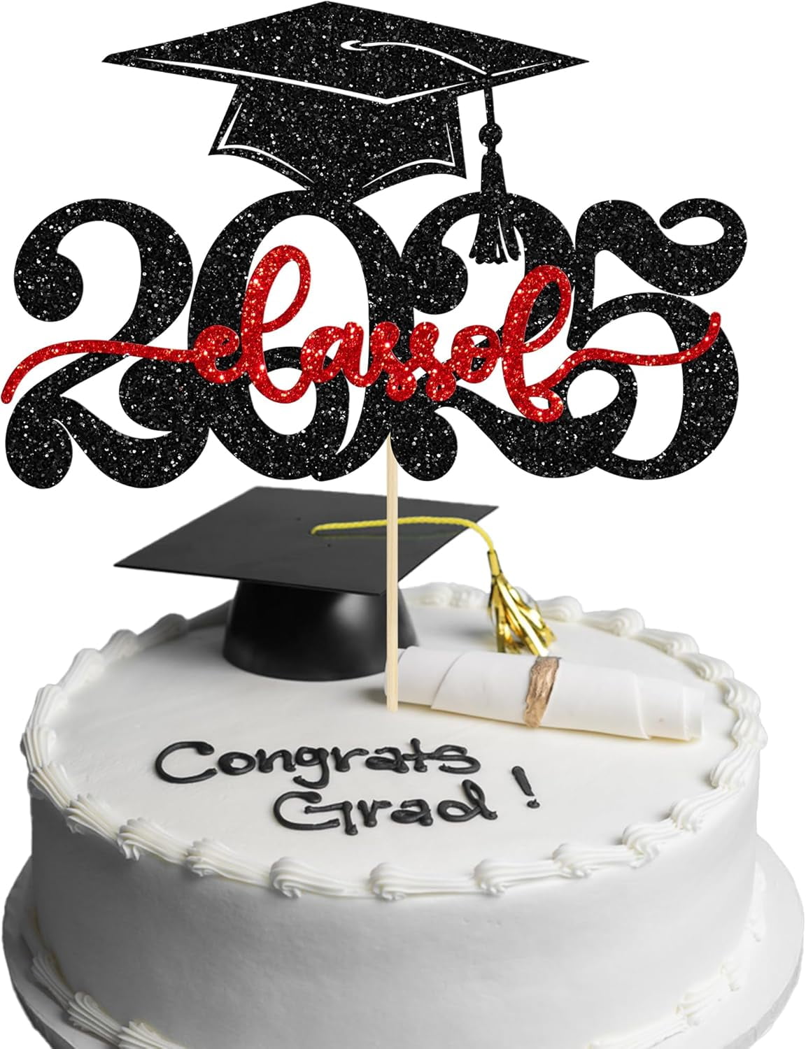 Hgudesign use 1Pcs 2025 Graduation Cake Tor Glitter Congrats Grad Cap ...