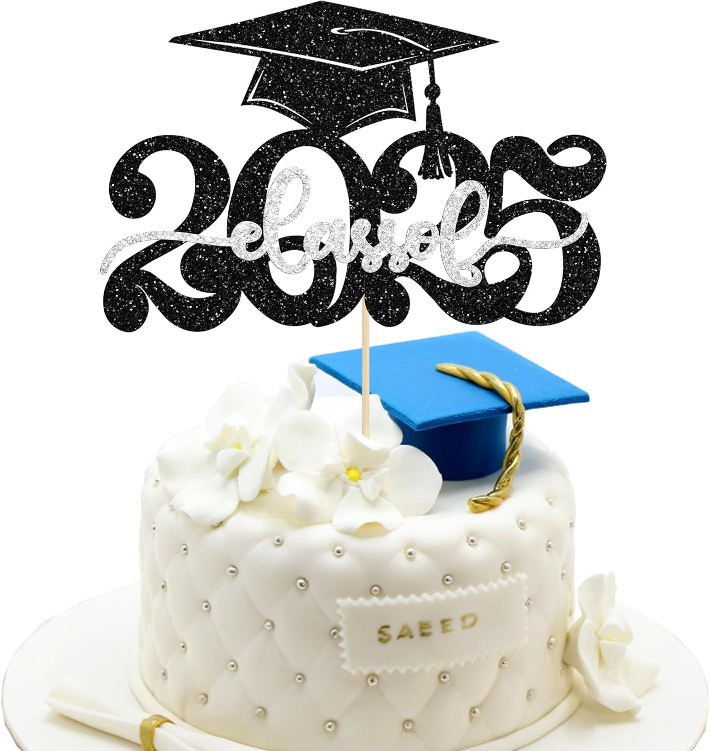 Hgudesign use 1Pcs 2025 Graduation Cake Tor Glitter Congrats Grad Cap ...