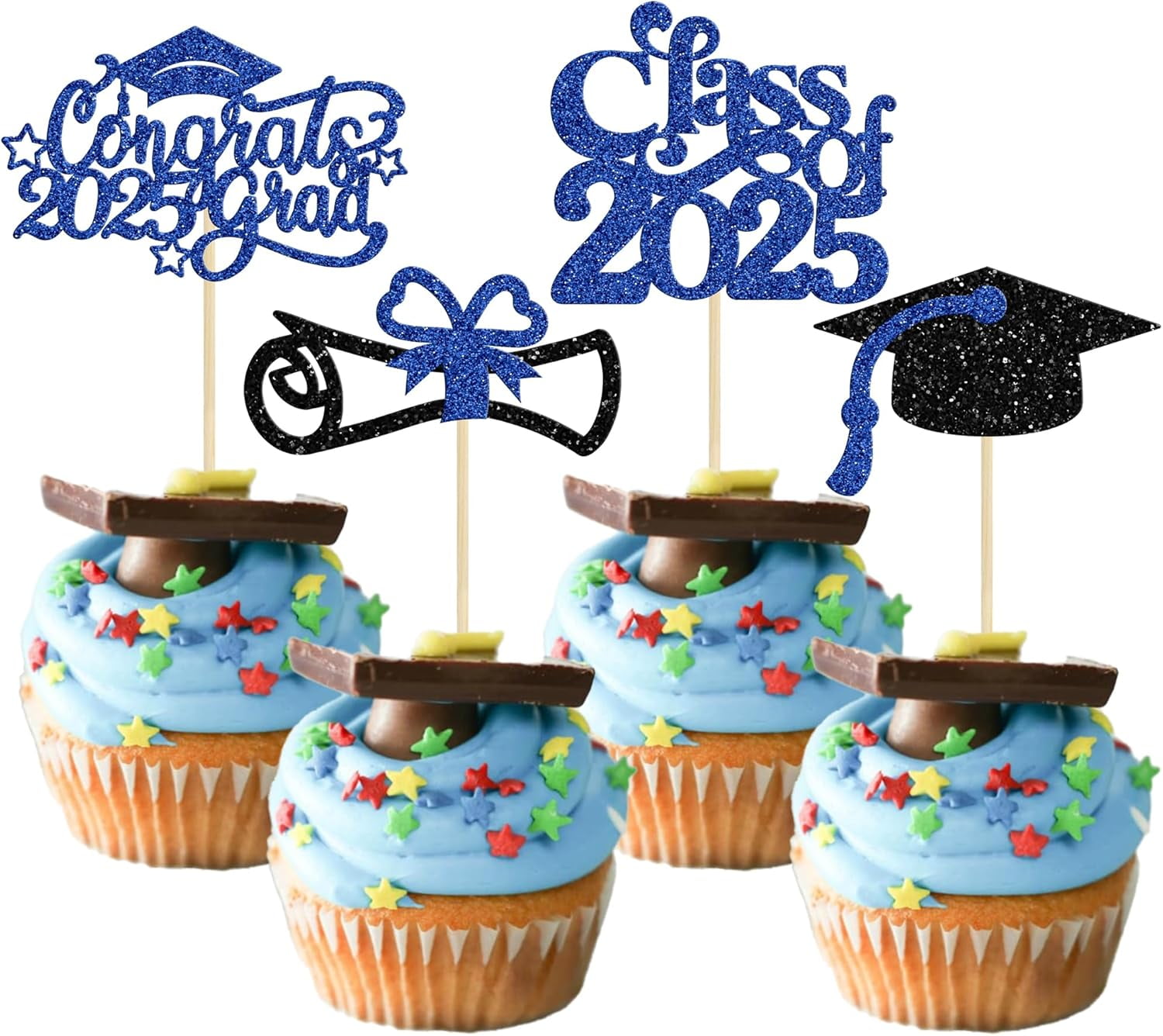 Hgudesign use 24Pcs 2025 Graduation Cupcake Tors Glitter Class of 2025 ...