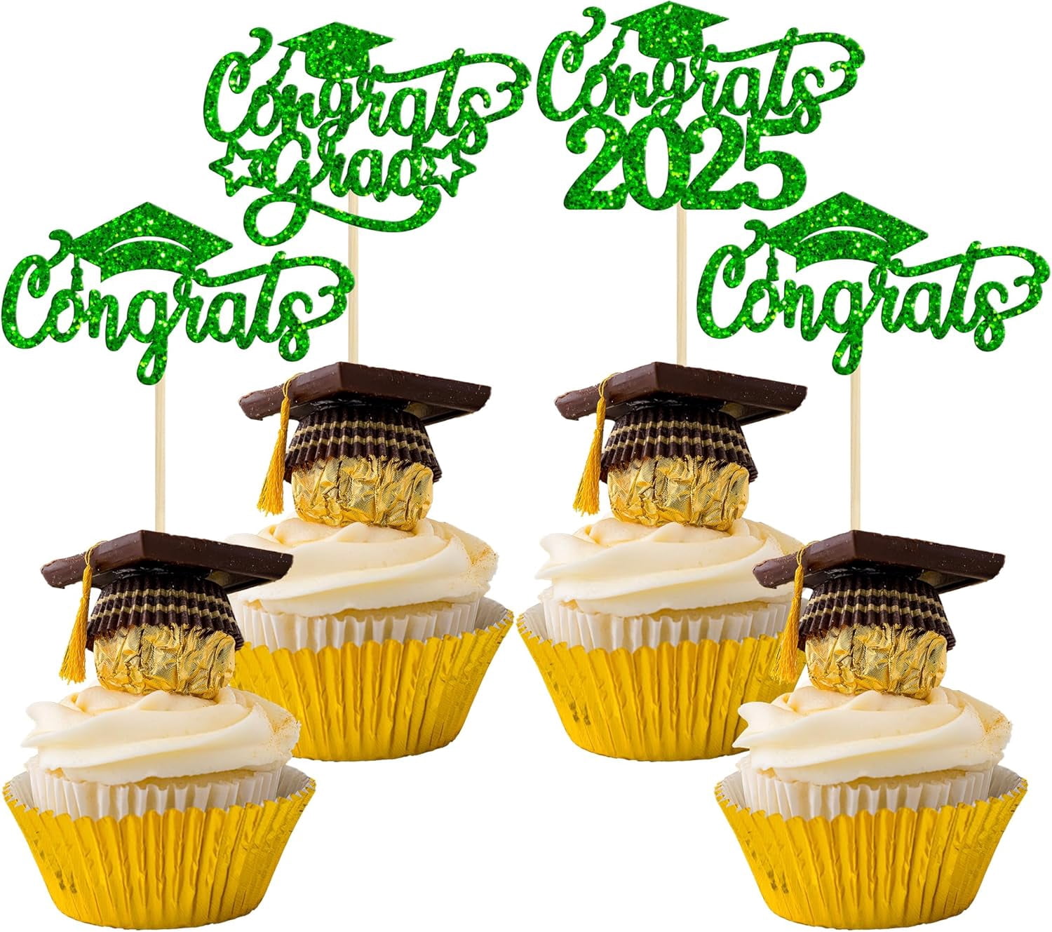 Hgudesign use 24Pcs 2025 Graduation Cupcake Tors Glitter Class of 2025 ...