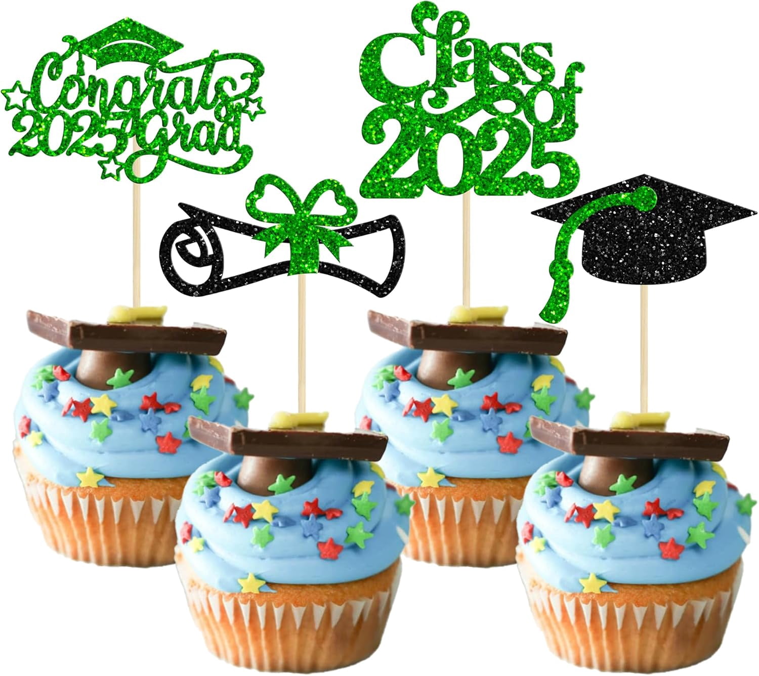 Hgudesign use 24Pcs Class of 2025 Cupcake Tors Glitter 2025 Congrats ...