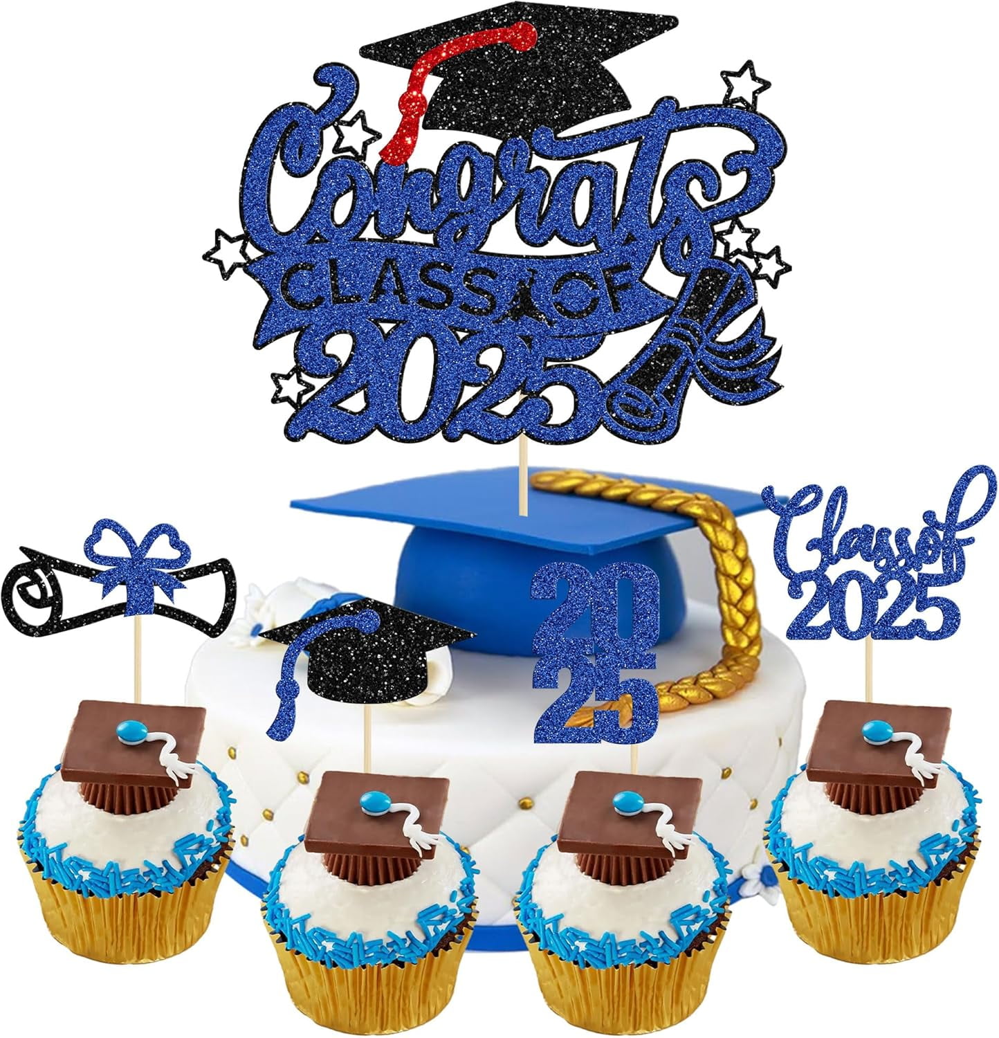 Hgudesign use 25Pcs 2025 Graduation Cupcake Tors Glitter Class of 2025 ...